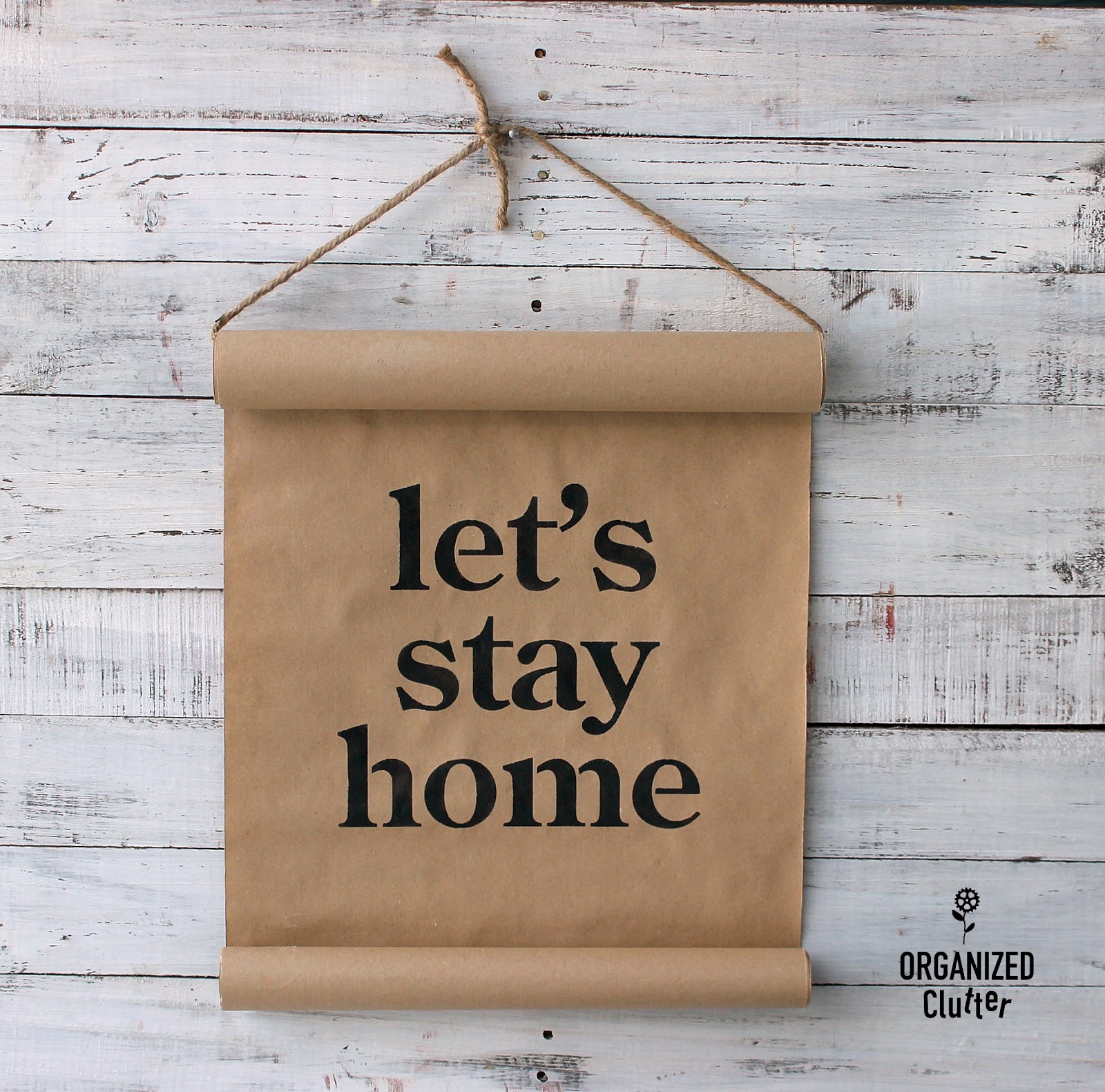 Easy & Inexpensive DIY Brown Craft Paper Stenciled Scroll Sign ...