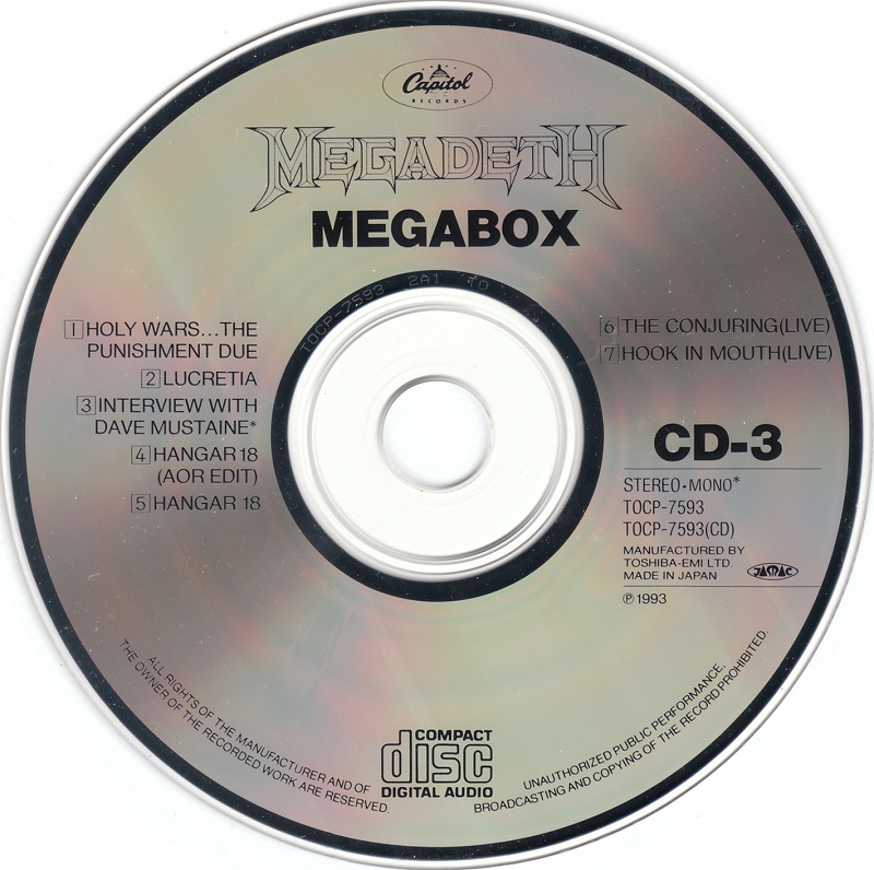 Cries from the Quiet World: Megadeth "Megabox Single Collection (Boxed ...