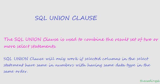 SQL UNION Clause - The Coding Shala