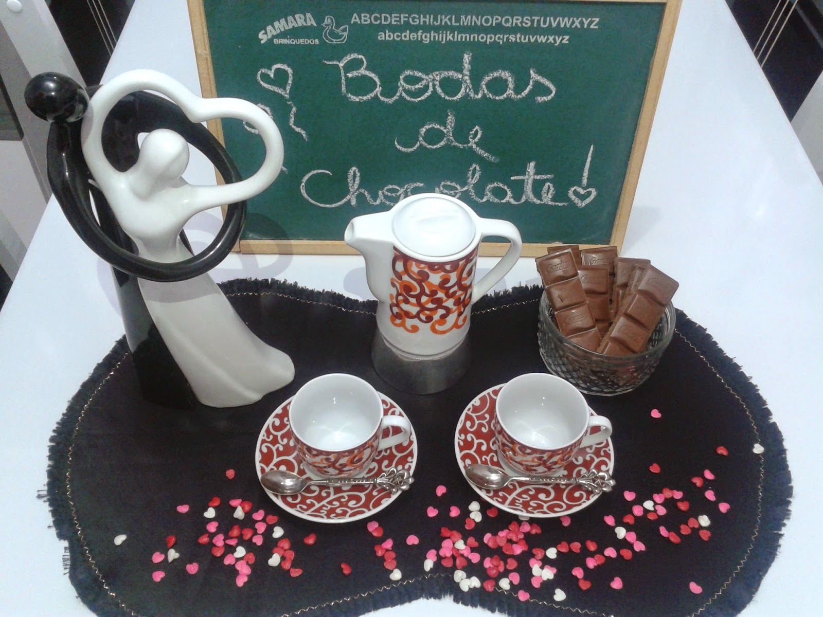 Cuidando da Noiva: Mesa posta - Bodas de Chocolate