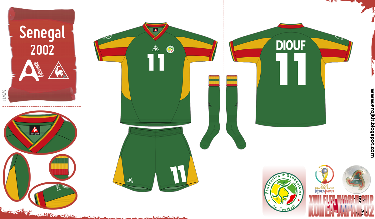Kit Design, by eroj: 2002 Senegal (Home e Away)