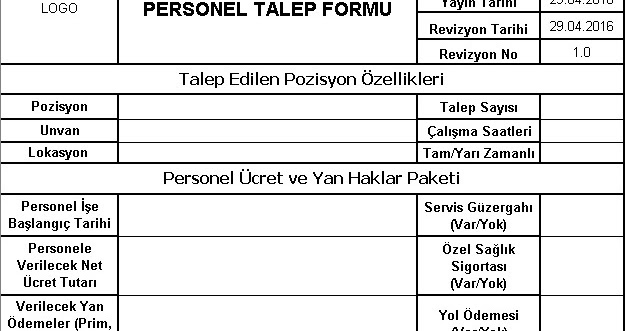 .: Personel Talep Formu