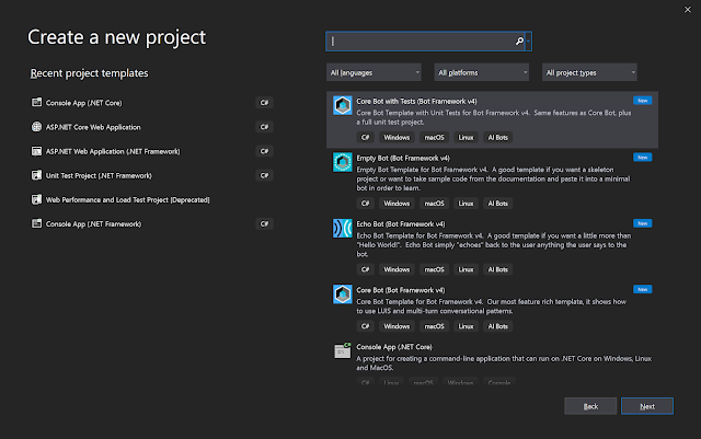 Microsoft Bot Framework: Visual Studio 內下載與使用 SDK Templates
