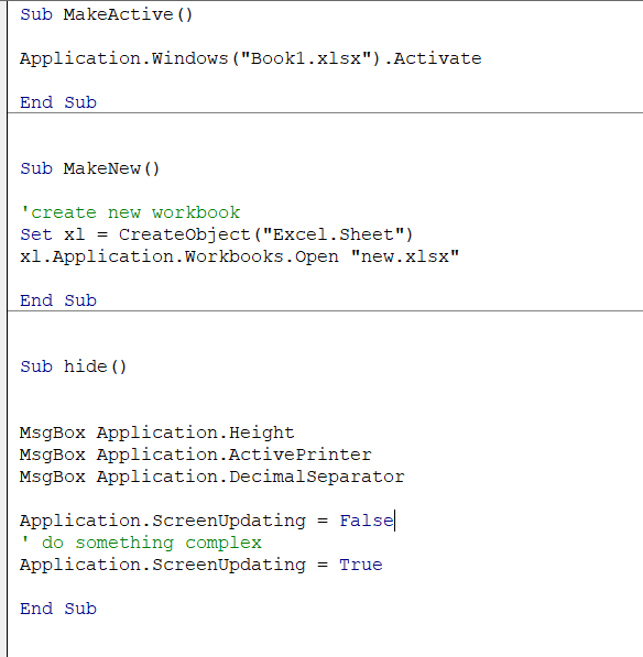Code Cupboard: VBA - Application Object