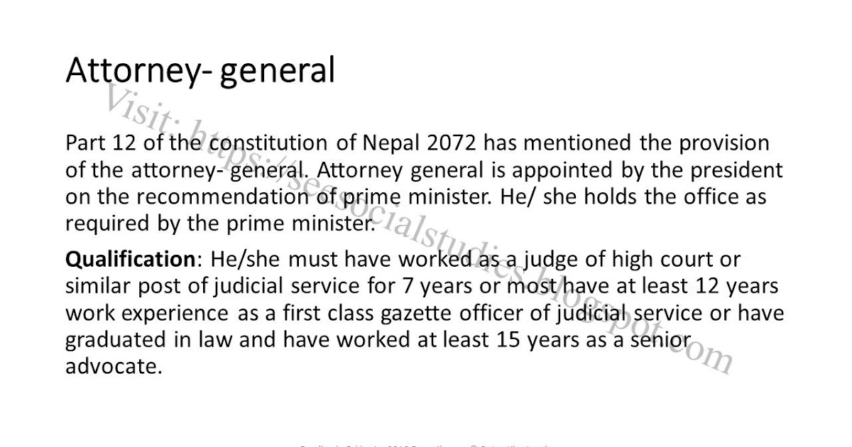 Attorney general and its functions