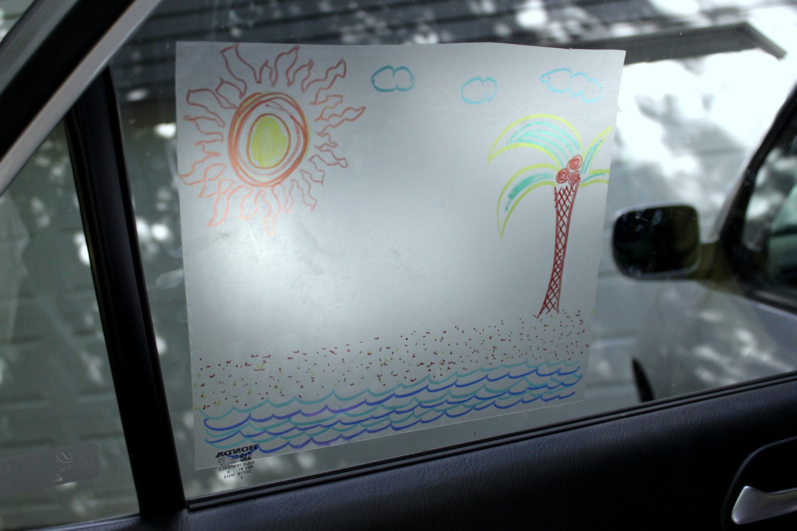 Green Owl Art: Car Window Sticker Scene