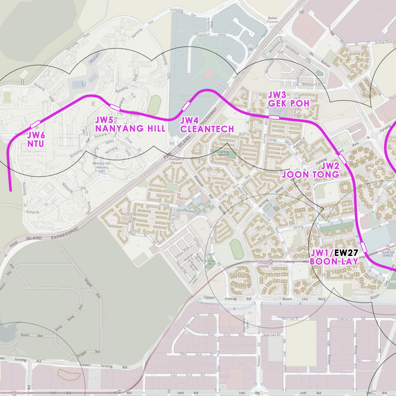 Jurong Region Line Construction: Speculative station locations