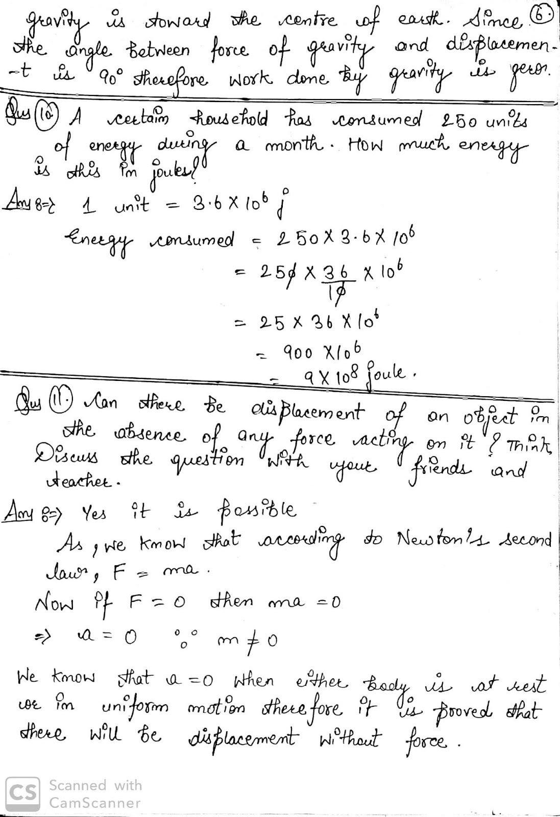 Work Energy and Power Handwritten Notes for 9th Science