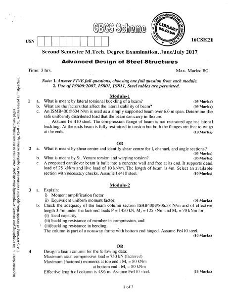 Visvesvaraya Technological University M.Tech. (CBCS) Second Semester ...