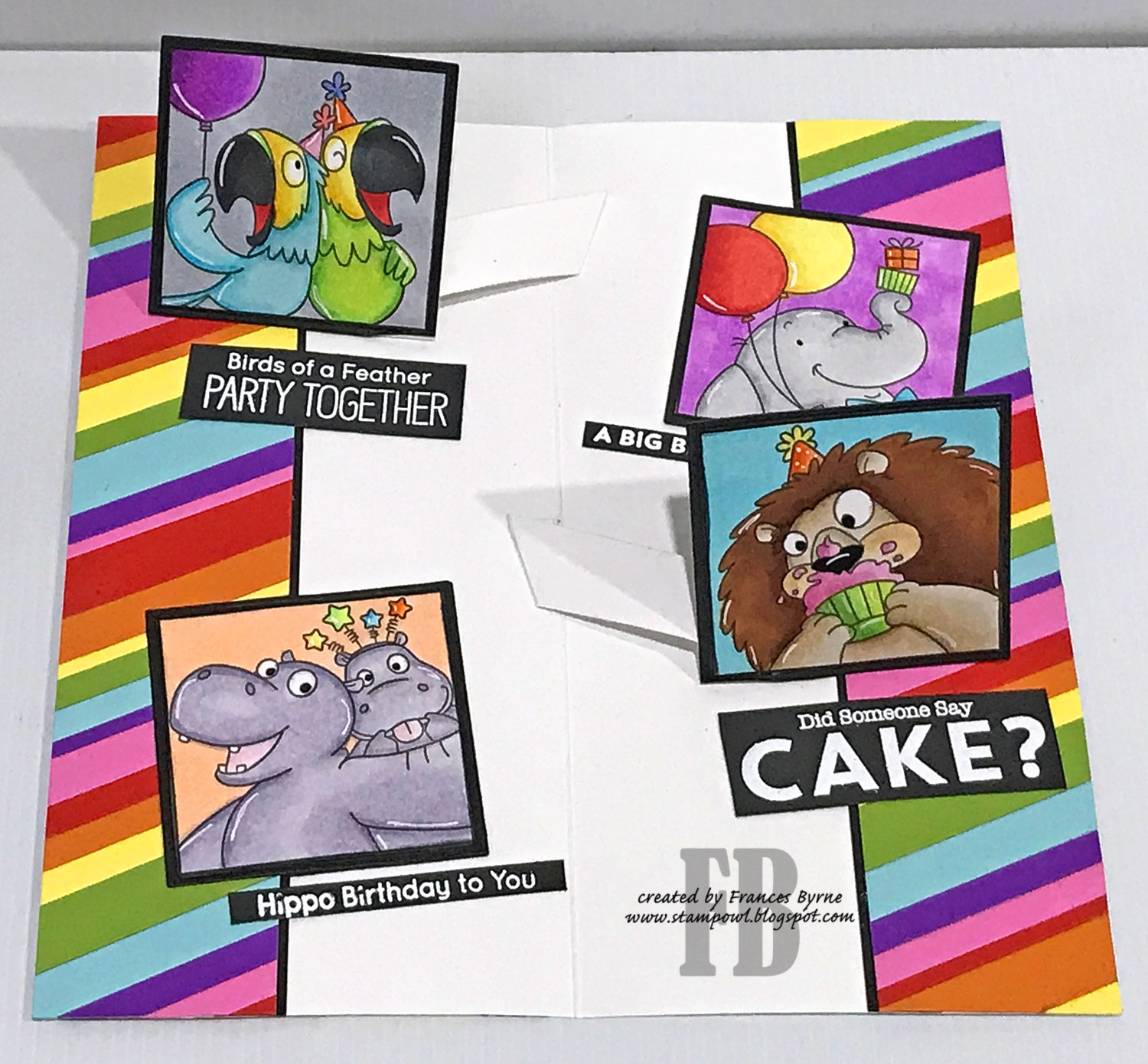 StampOwl's Studio: Party Animals Double Flip Frame Pop-up