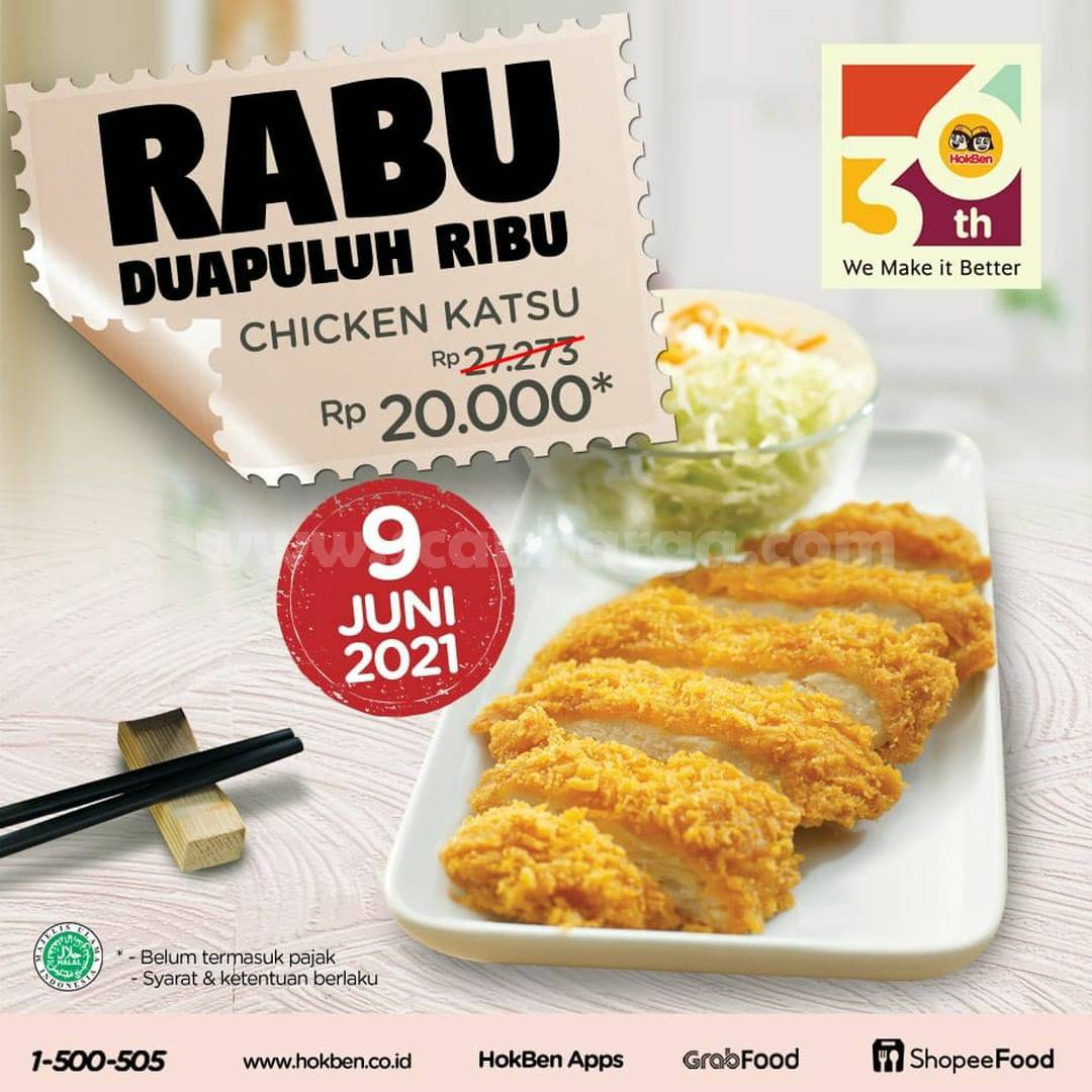 Promo Hokben Hari Rabu Dua Puluh Ribu - Chicken Katsu hanya Rp. 20.000 ...