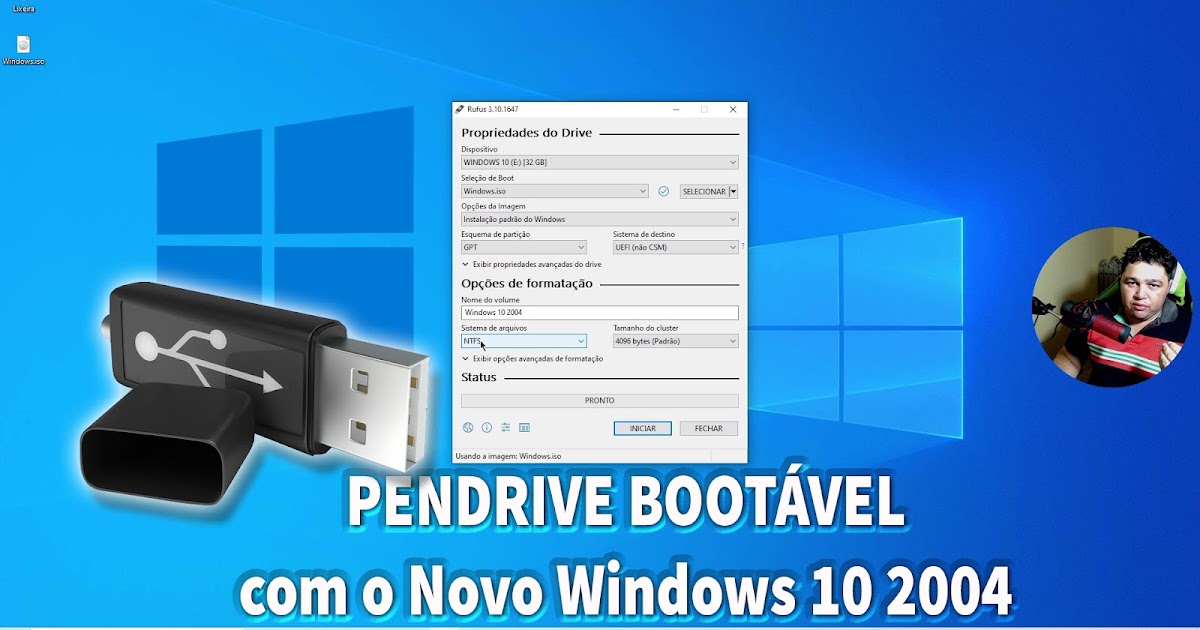 Como criar um PENDRIVE BOOTÁVEL com o Novo Windows 10 2004 | Rufus 2020