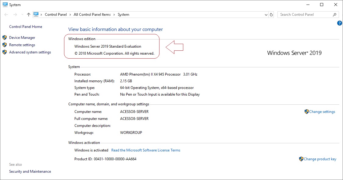 ACESSO 8: 🔑 Ativando Windows Server Evaluation via PowerShell