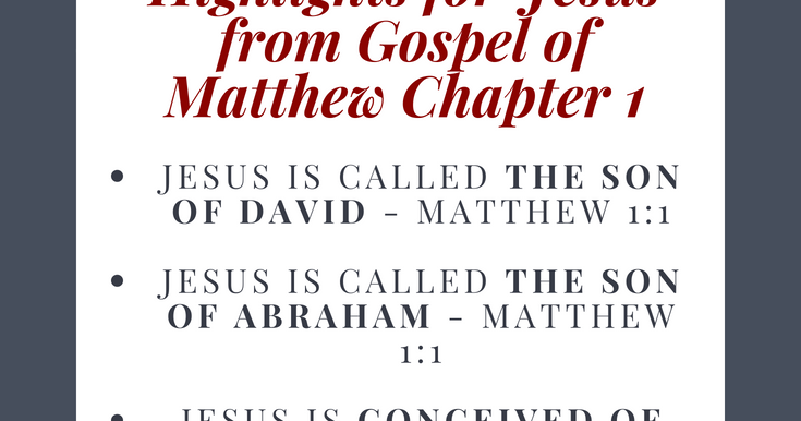 Highlights for Jesus from Gospel of Matthew Chapter 1