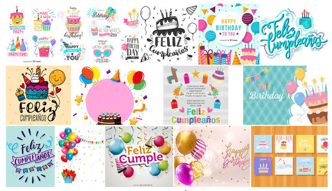 DISEÑOS VECTORIZADOS PARA CUMPLEAÑOS
