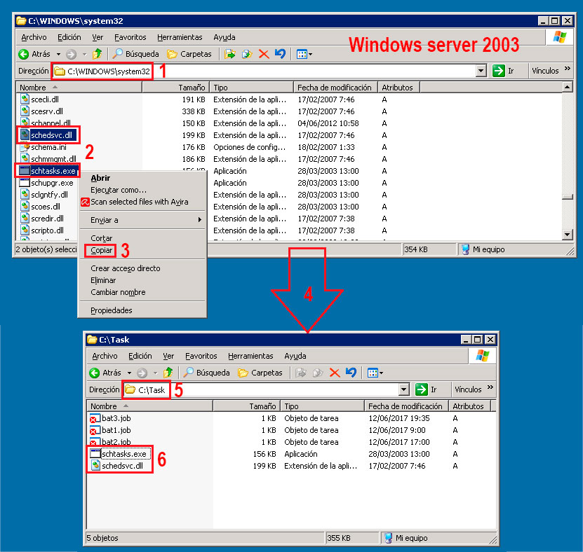 Pantallazos.es: Windows server 2003: Transferir tareas programadas a ...
