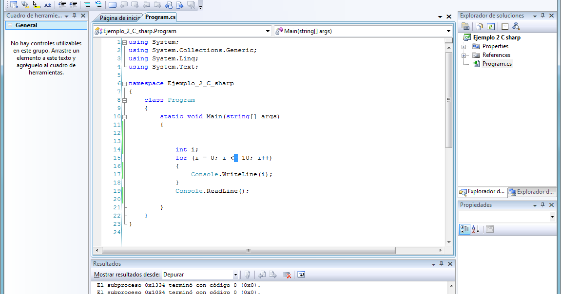 C SHARP - C#: Ejemplo Sentencia For - C#