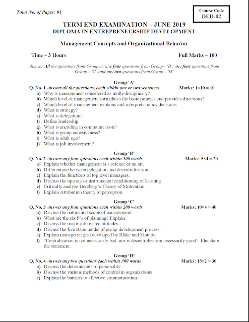 OSPU DED Management Concepts and Organizational Behavior June 2019 ...