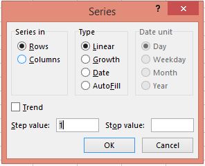 Fill Series in Excel