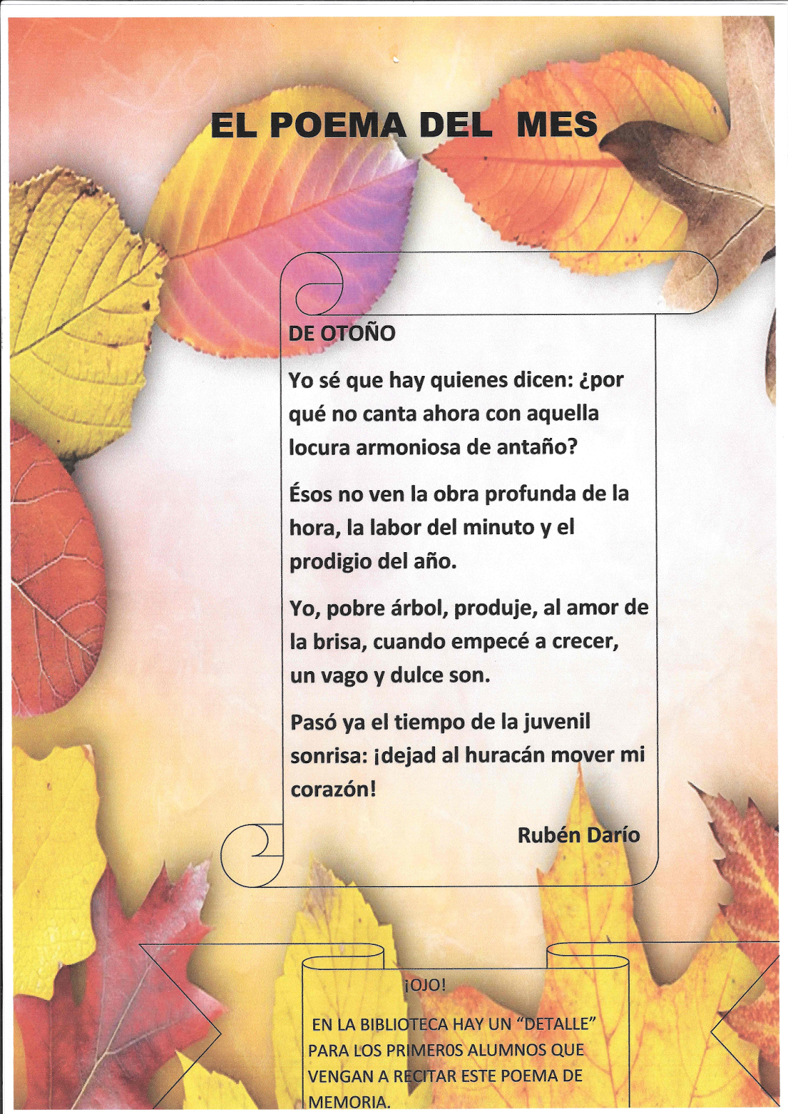 La Biblikiteca: Biblioteca del IES Sierra de Montánchez: Poema del mes