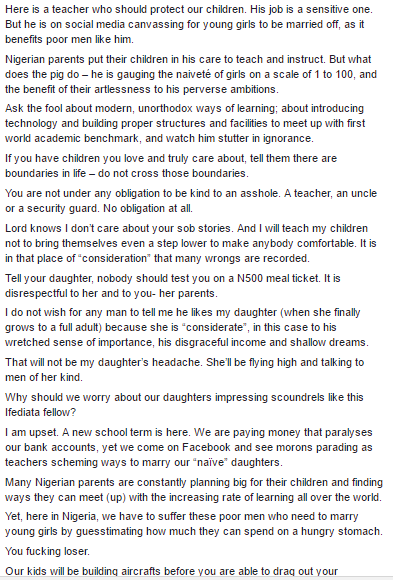 Joy Isi Bewaji reacts to the post by a Nigerian teacher promoting ...