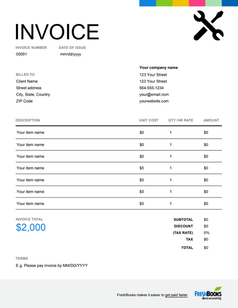 Receipt For Work Performed - Invoice Template