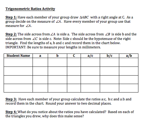 MATHEMATICAL MUSINGS by mathteacher24: Teaching Trig Ratios in Geometry
