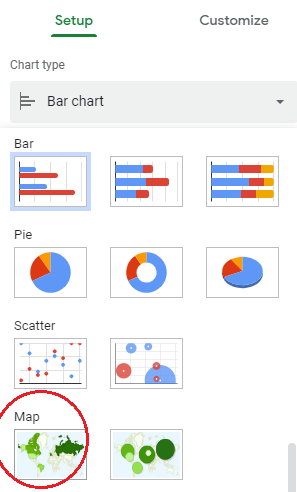 Google Sheets - Map chart