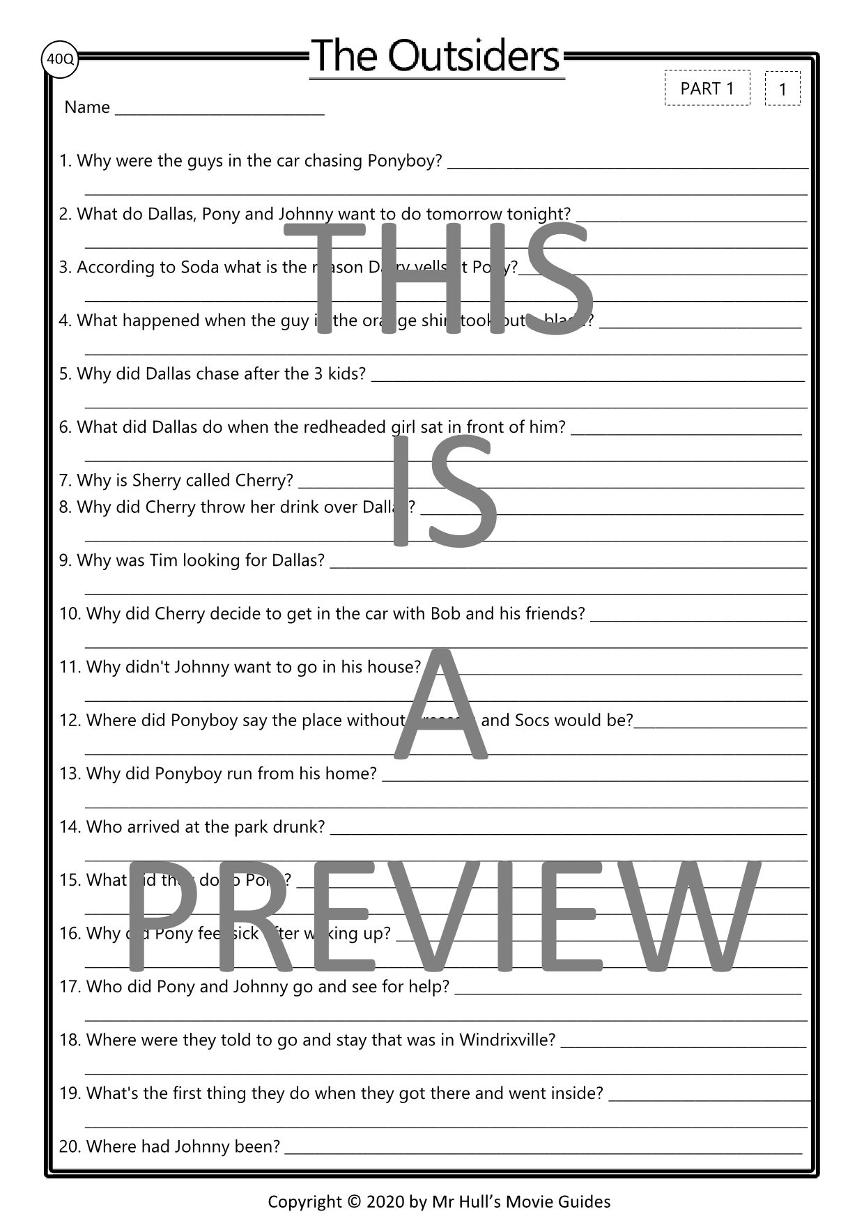 Movie Guides and Comprehension Questions