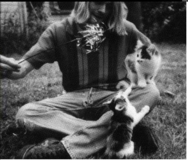 Candid Photographs of Kurt Cobain Playing With His Cats ~ Vintage Everyday