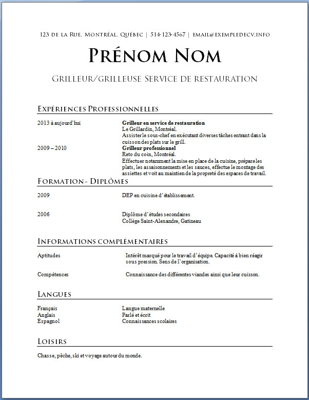 Curriculum Vitae Quebec - Birthday Letter