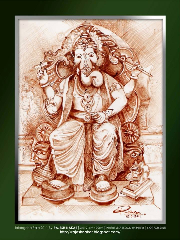 Rajesh Nakar Artist from India: Lalbaugcha Raja, portrait with My Blood ...