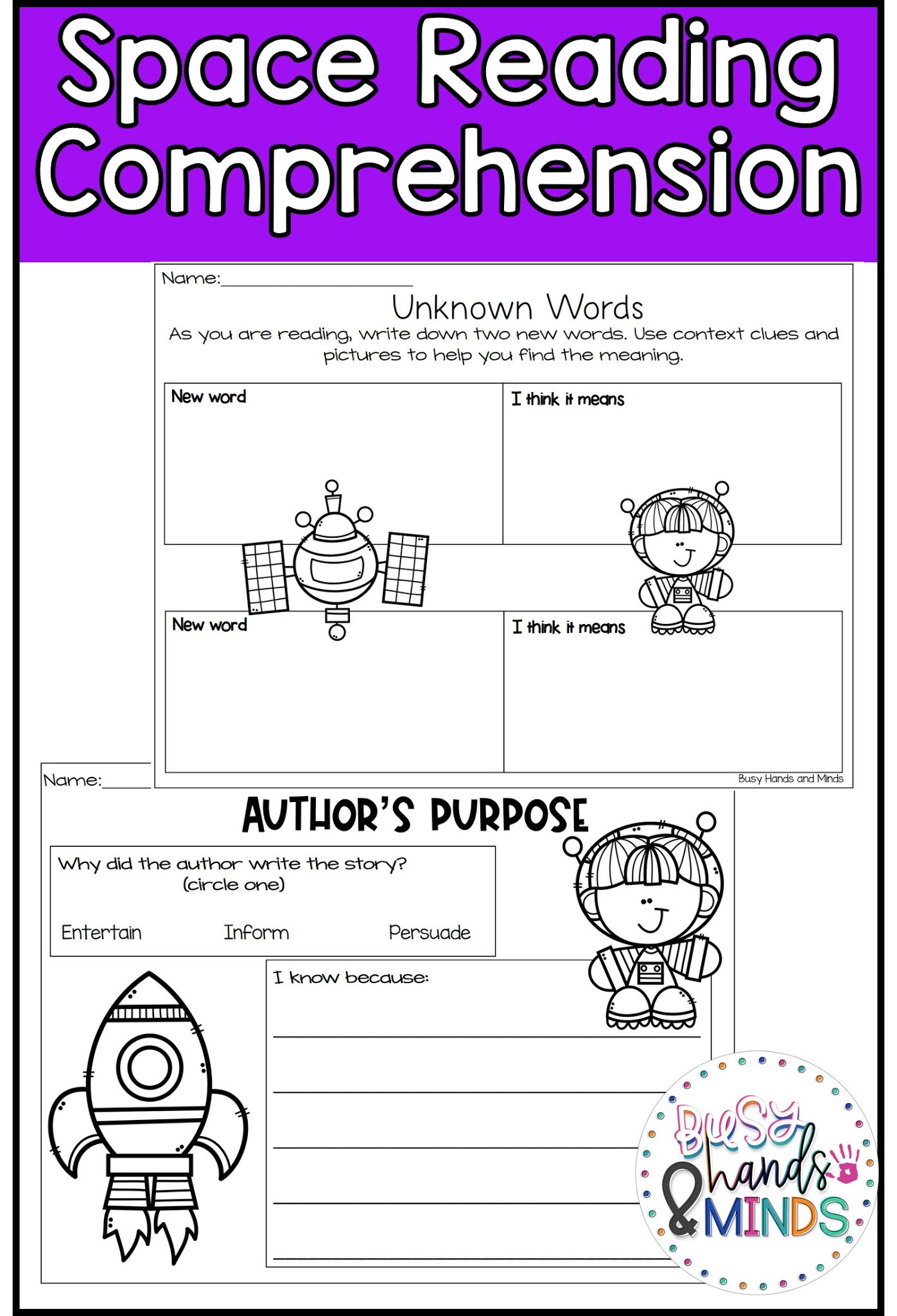 Space Unit of Study for Kindergarten and 1st Grade | Busy Hands and Minds