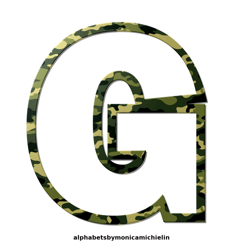 Monica Michielin Alphabets: CAMOUFLAGE ALPHABET GREEN LETTER OUTLINE ...