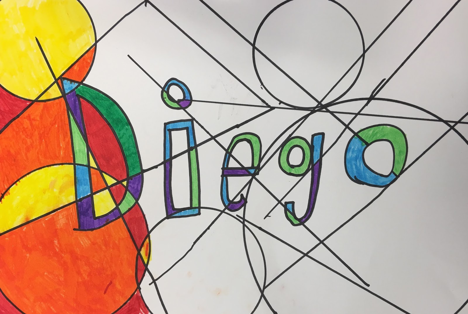 Art Room Blog: 2nd Grade Name Lines, Circles, Warm and Cool...
