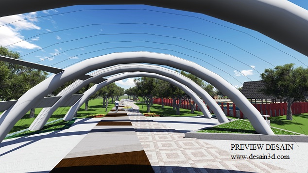 Desain 3d pedestrian way dan jogging track - ARUSHA 3DMAX