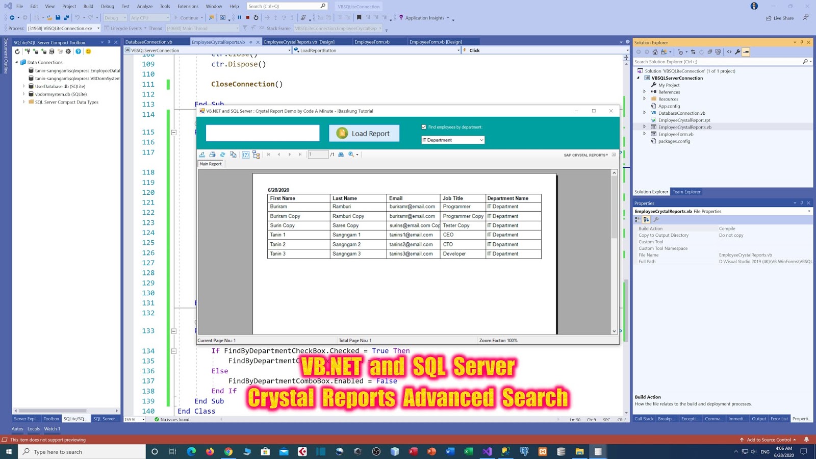Visual Basic .NET and SQL Server : Crystal Reports : Simple and ...