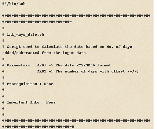 Unix Script Used To Calculate The Date Based On No Of Days Addedsubtracted From The Input Date