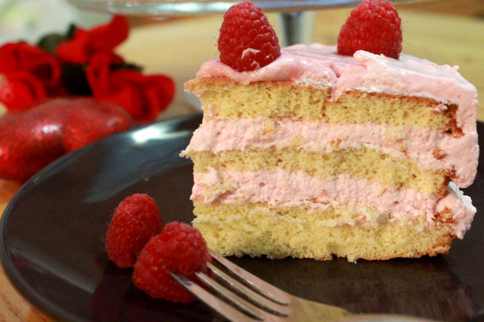 Manju's Eating Delights: Vanilla Sponge Cake with Raspberry Mousse - a ...