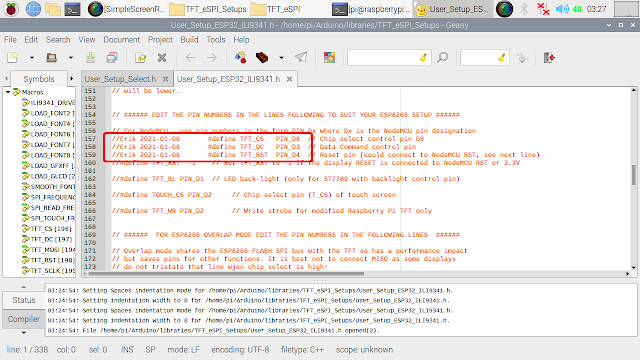 Arduino-er: ESP32 + 2.4" 320X240 Display (SPI ILI9341), using TFT_eSPI ...