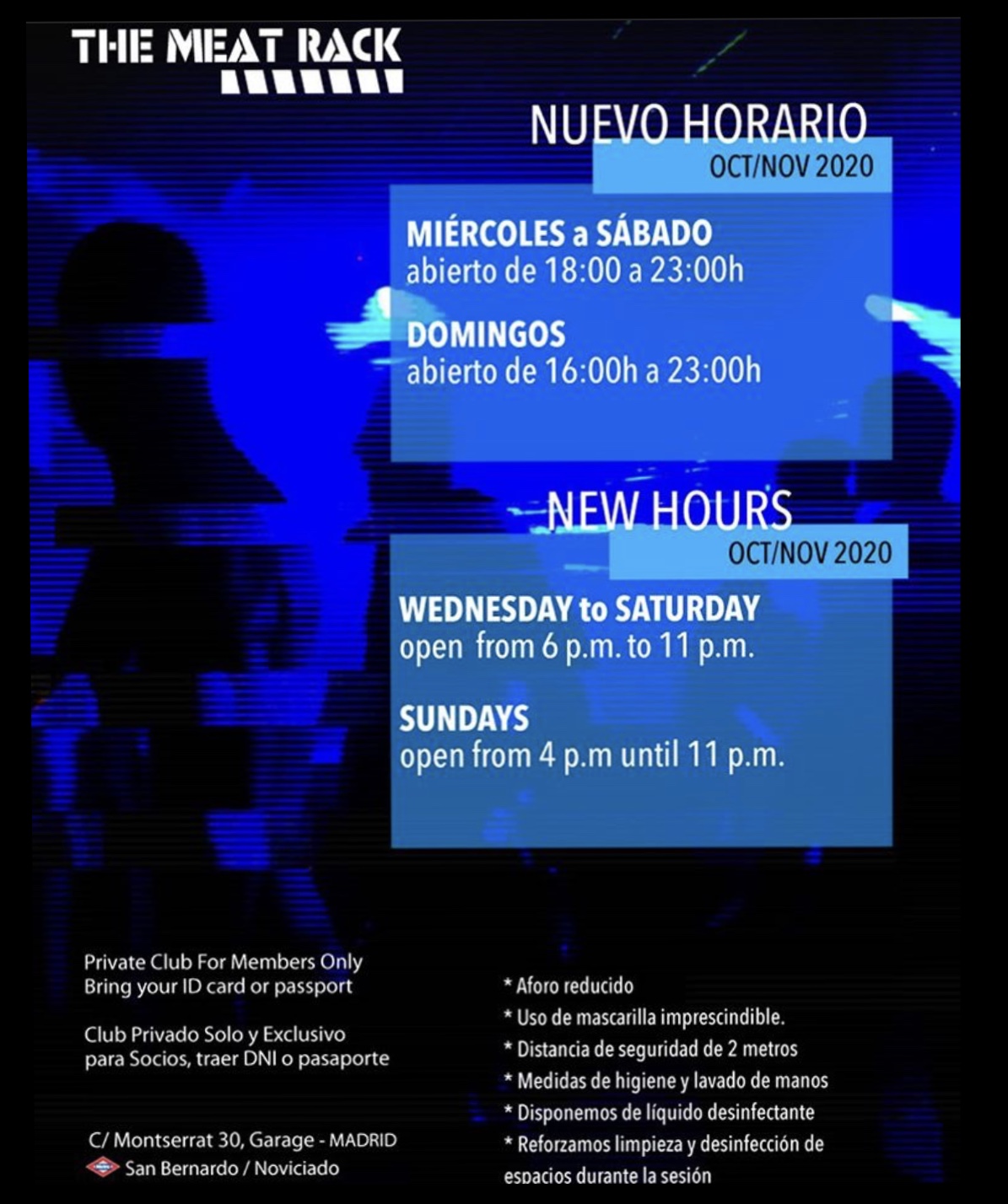 Días de Vicio: Nuevos horarios del Meat Rack, Madrid.