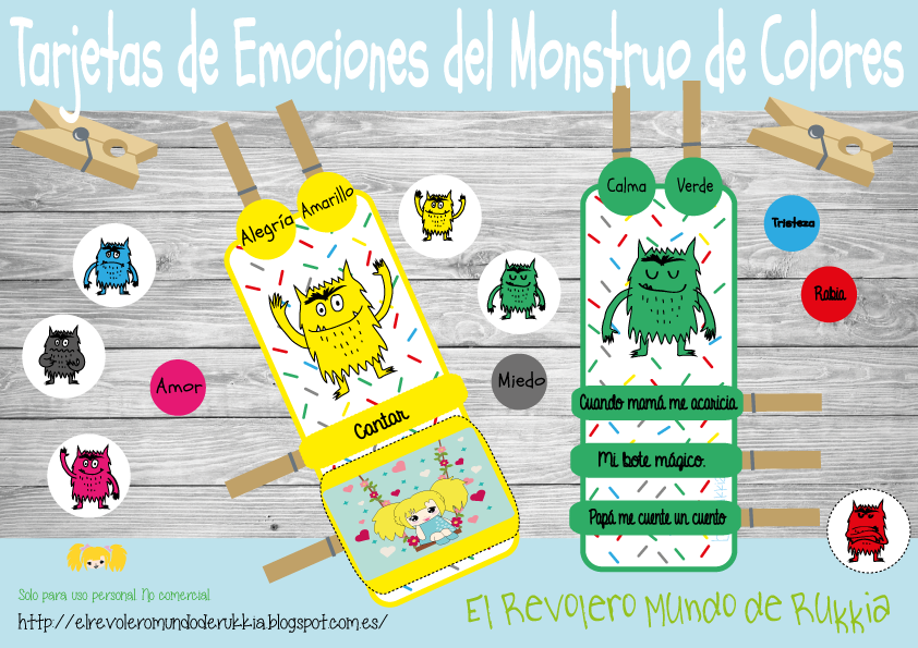 Tarjetas de Emociones del Monstruo de Colores. - Mundo de Rukkia