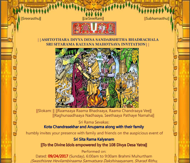 Chandra Kota Spiritual Journey: 2017 - Sri Rama Kalayanam Experiences