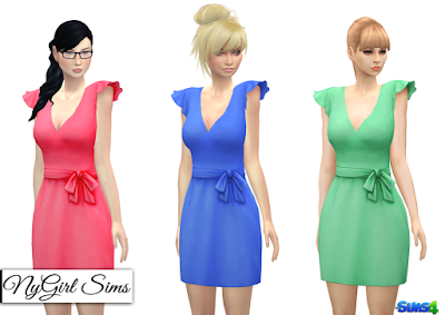 NyGirl Sims 4: Ruffle Sleeve Smock Dress