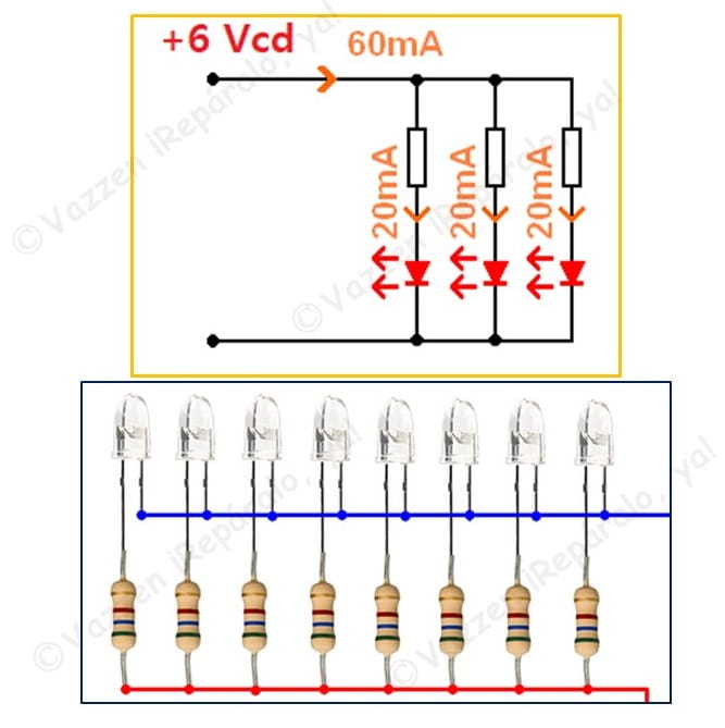 LEDs en serie, paralelo y mixtos. Aprende sobre cada circuito. | Repara ...