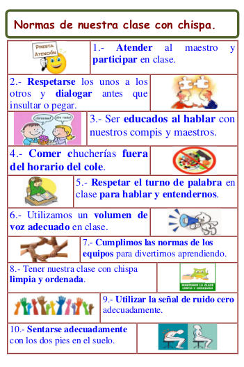 UNA CLASE CON CHISPA: NORMAS DE NUESTRA AULA CON CHISPA UNA CLASE CON CHISPA: NORMAS DE NUESTRA AULA CON CHISPA
