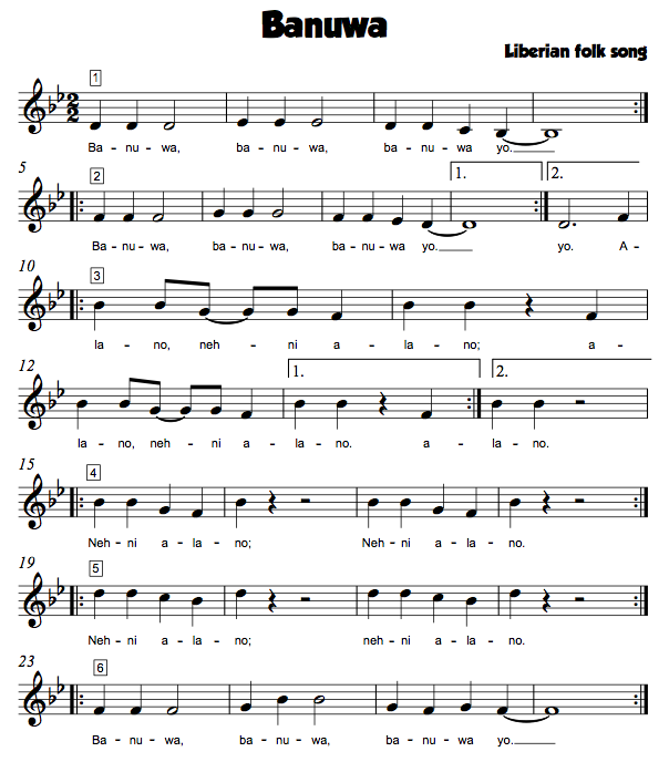 Songs with Whole Notes - Beth's Notes