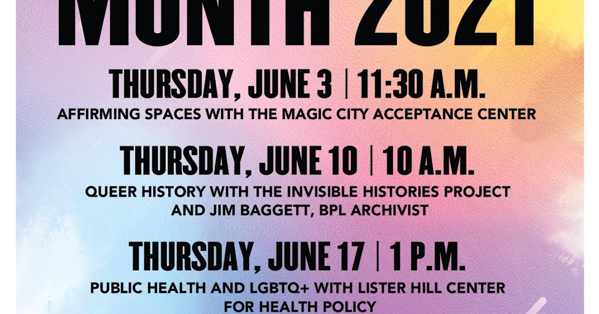 BPL Hosting Four Pride Month Programs During June