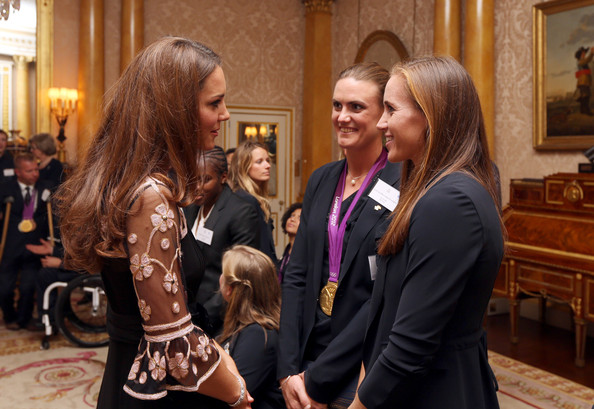 Queen Elizabeth give a reception for 2012 Team GB Olympic medalists